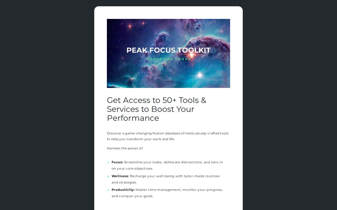 Peak Focus Toolkit